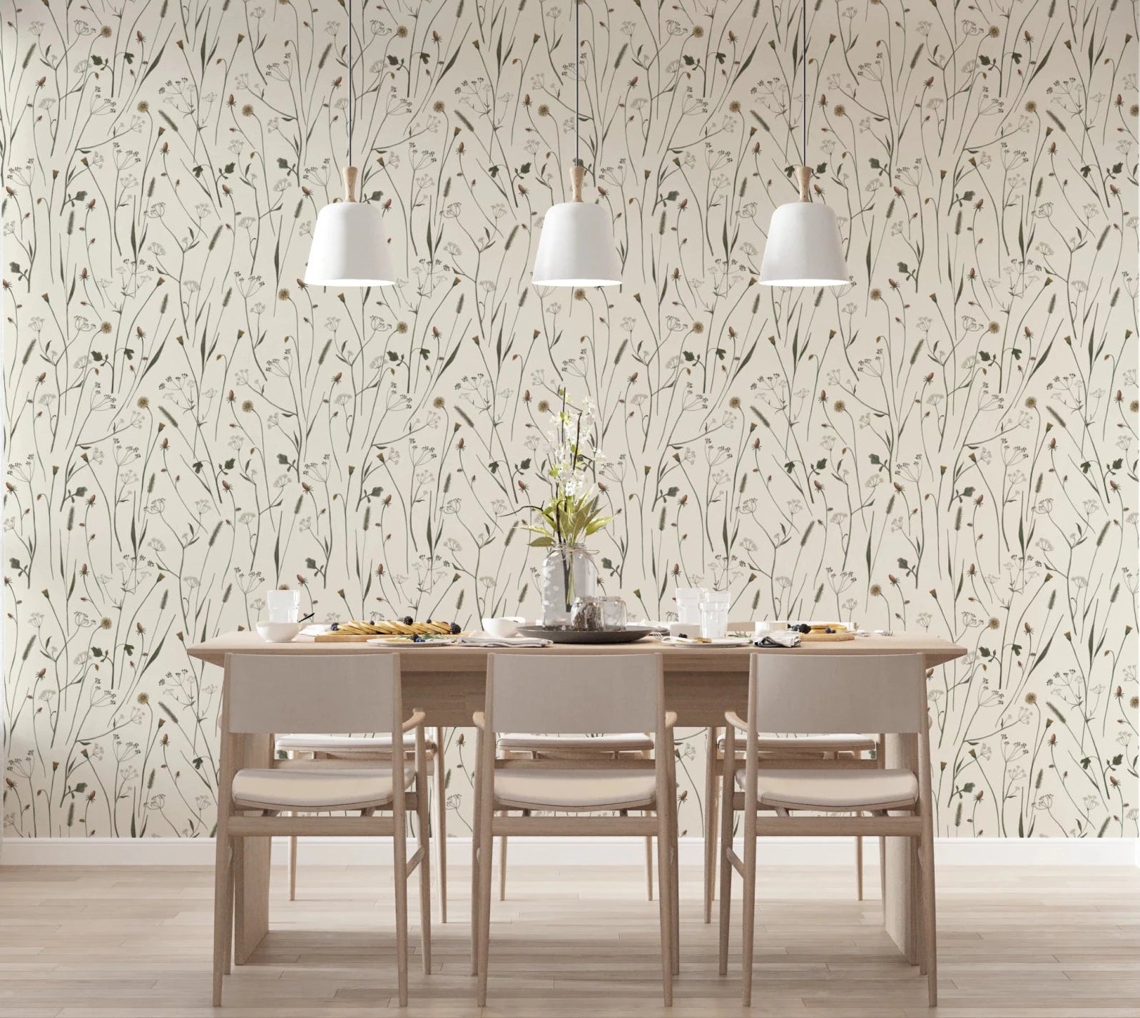 Muted Floral Wallpaper - Nature's Grace