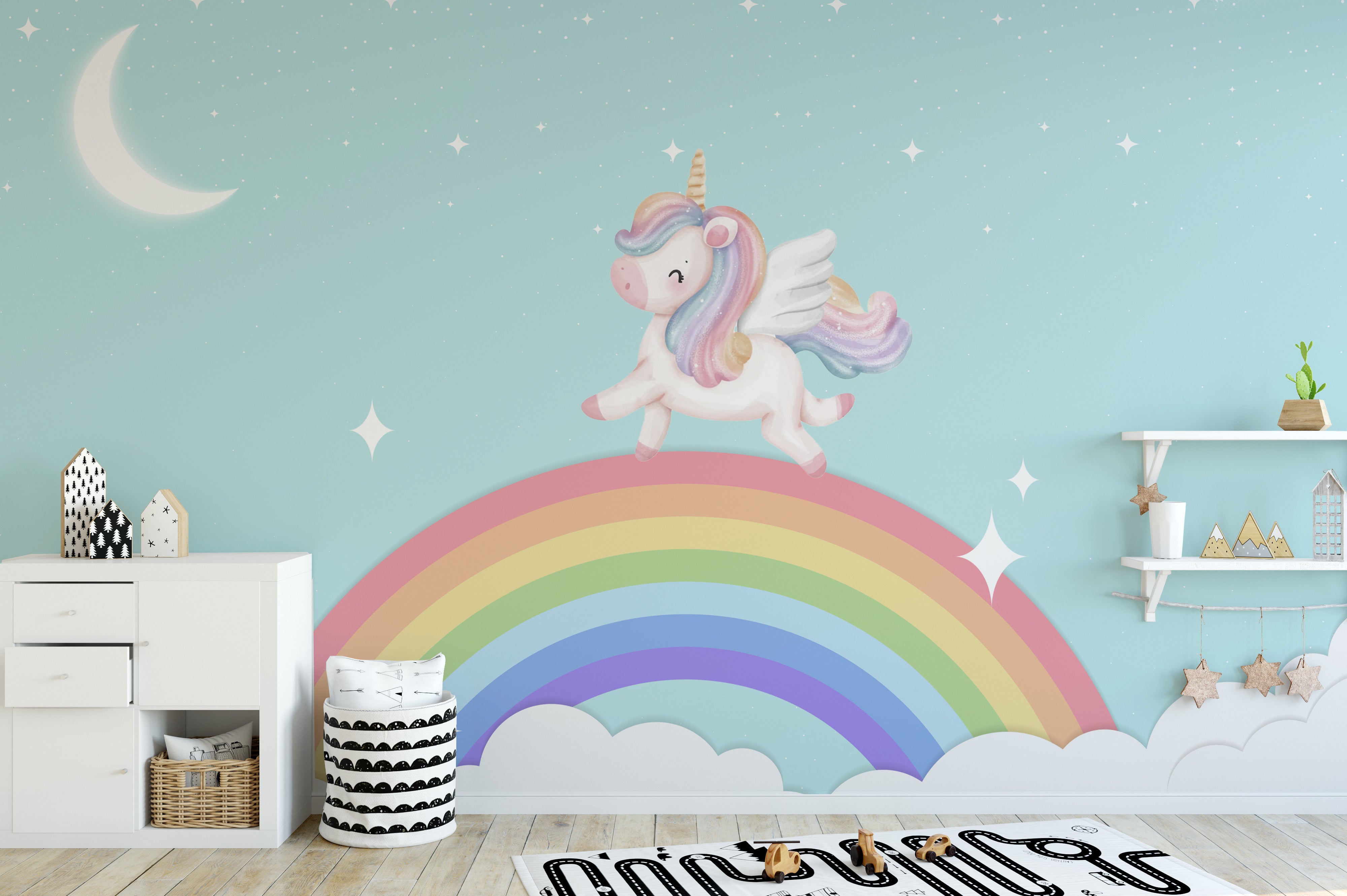 Rainbow Wallpaper | Multicolour Rainbow Wall Design for Kids