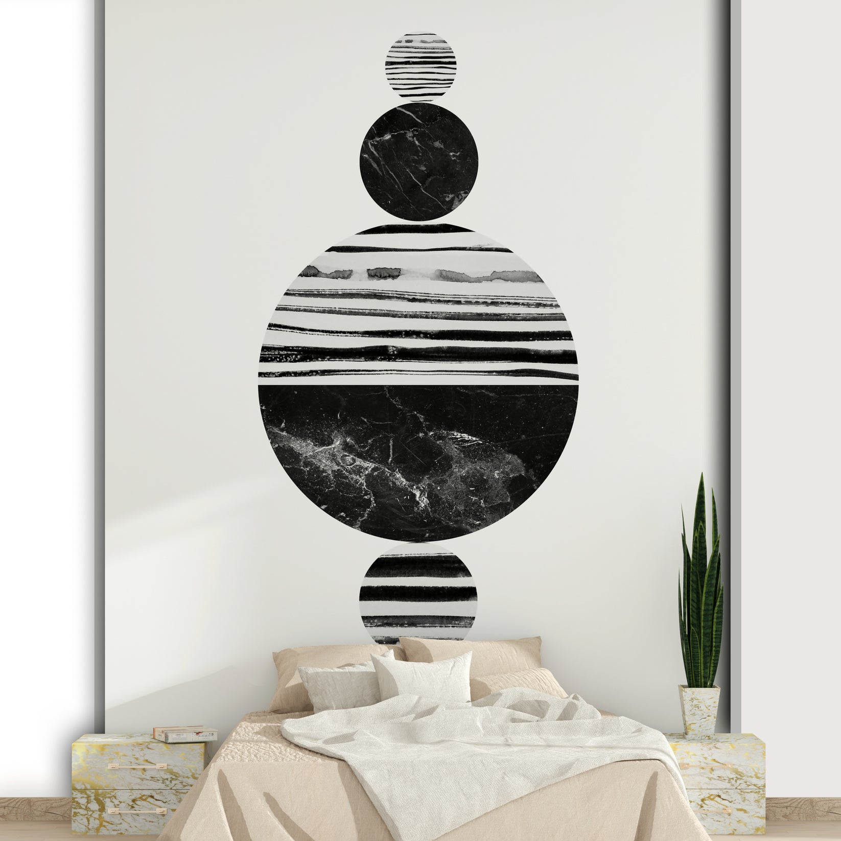 Modern Monochrome Abstract Wallpaper for Walls | Minimalist Art