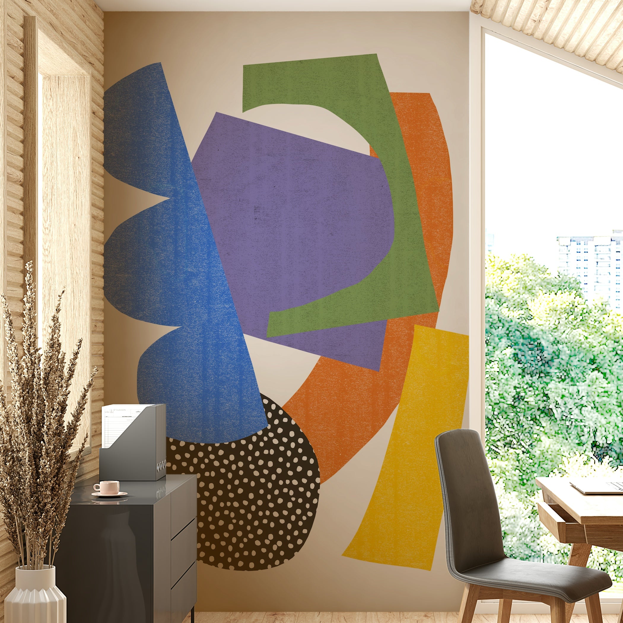 Colorful Abstract Shapes Wallpaper Mural | Fragmented Harmony