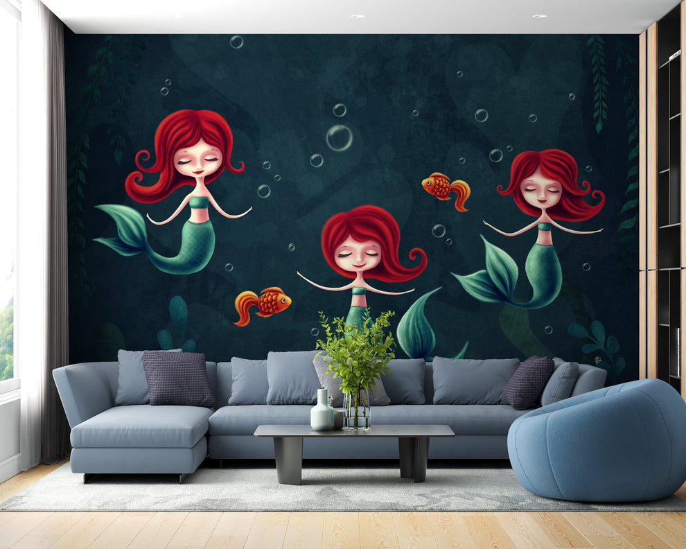 Three Underwater Mermaids Wallpaper Murals in India | Giffywalls