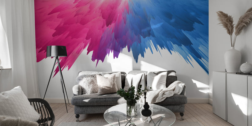 Blue and Pink Color Splash Kids Room Decor Wallpaper Murals