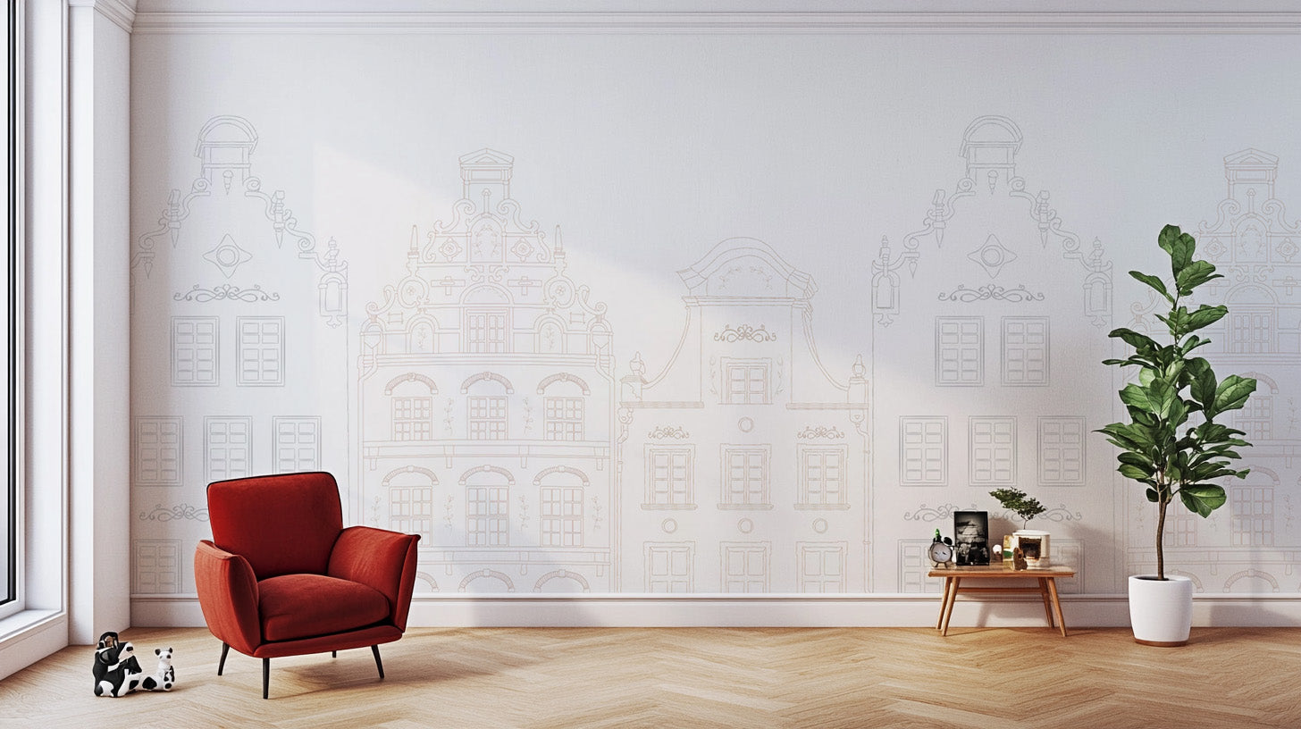 Vintage Architectural Building Wallpaper – Classic City Charm