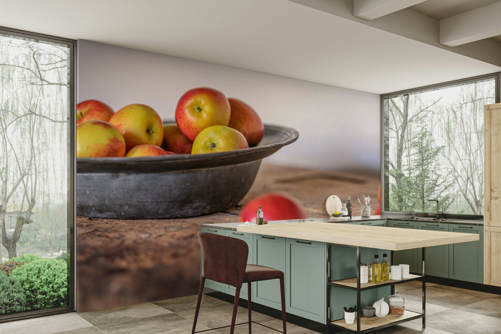 Rustic Apple Harvest Wallpaper - Fresh Fruit Still Life Mural