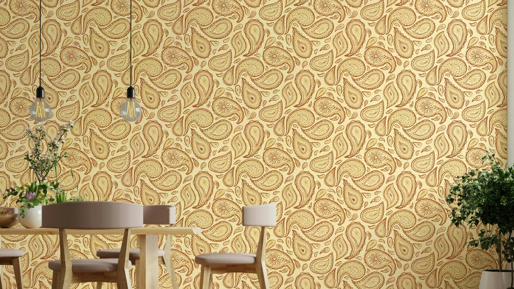 Autumn Paisley Warm Wallpaper – Cozy Fall Wall Design