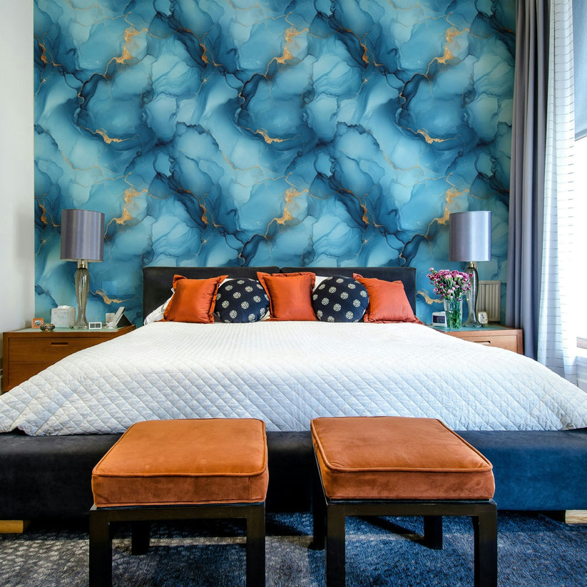 Azure River Wallpaper – Flowing Blue Elegance