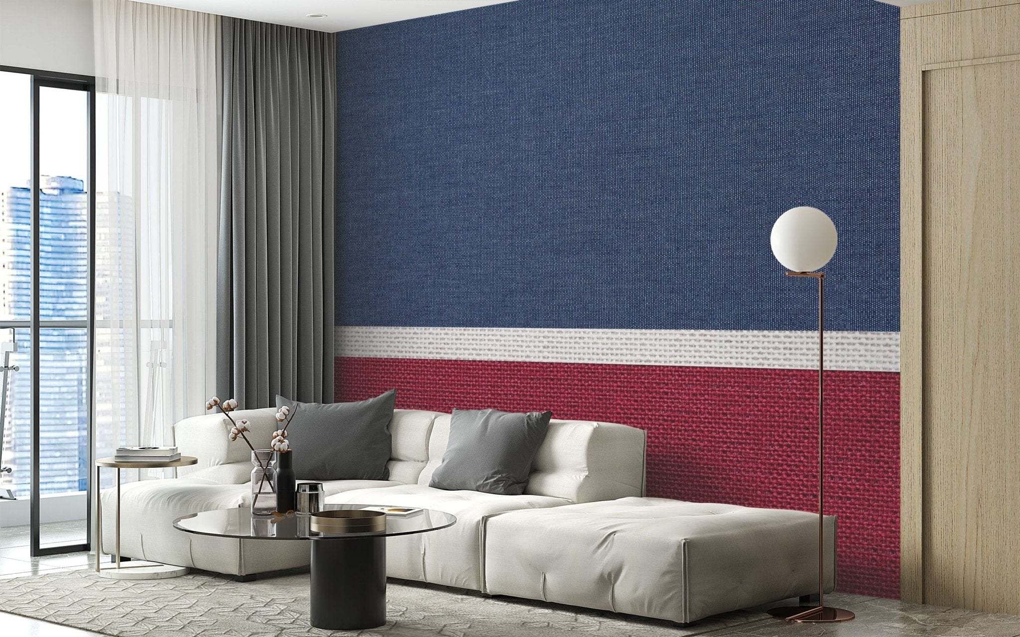 Blue & Red Fabric Texture Wallpaper Mural | Giffywalls