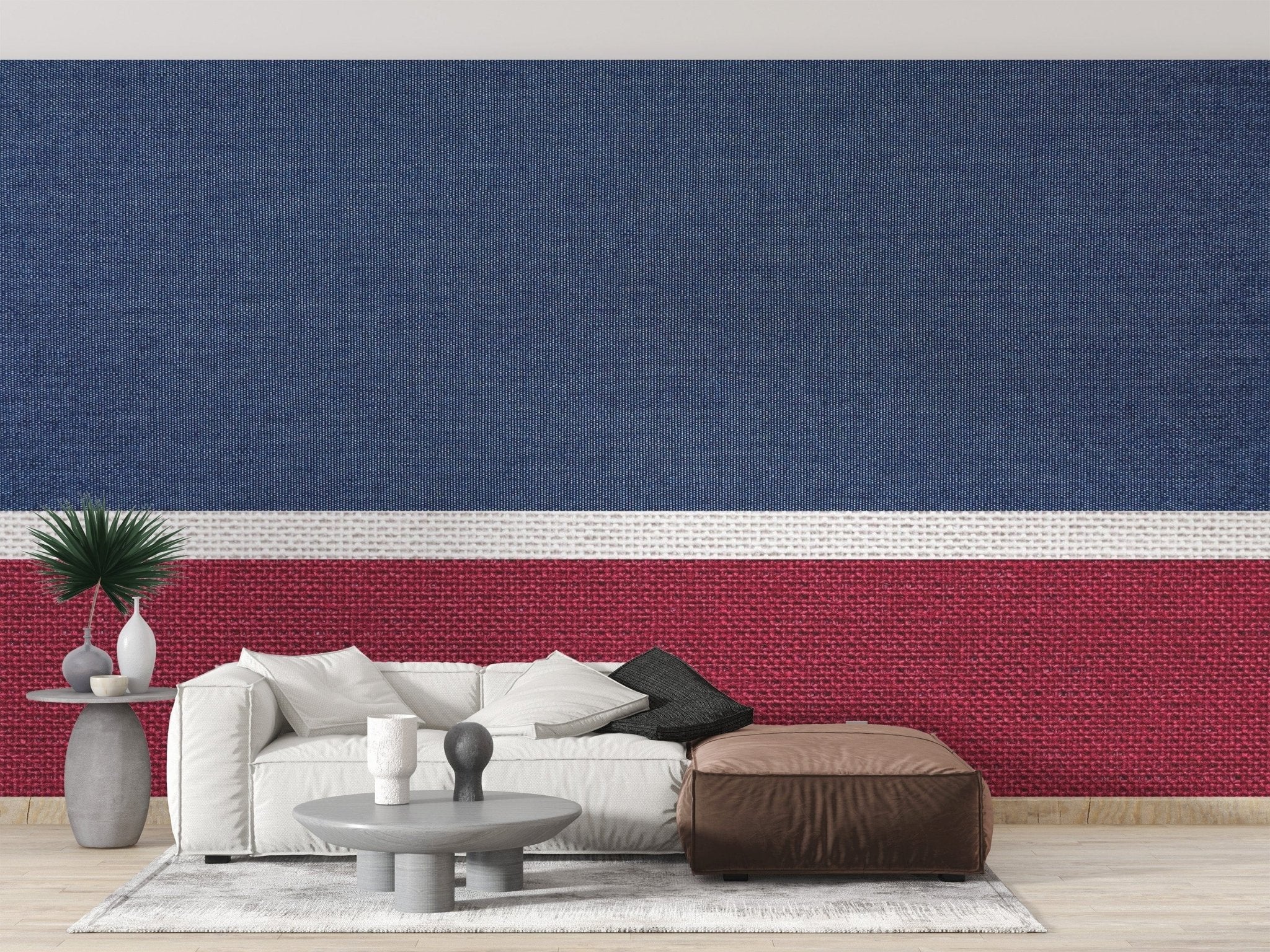 Blue & Red Fabric Texture Wallpaper Mural | Giffywalls