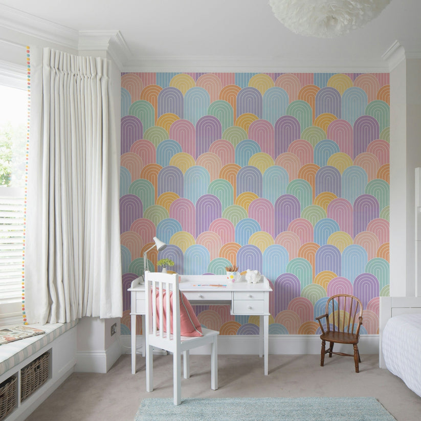 Bright Pastel Rainbows Wall Mural – Cheerful & Soothing
