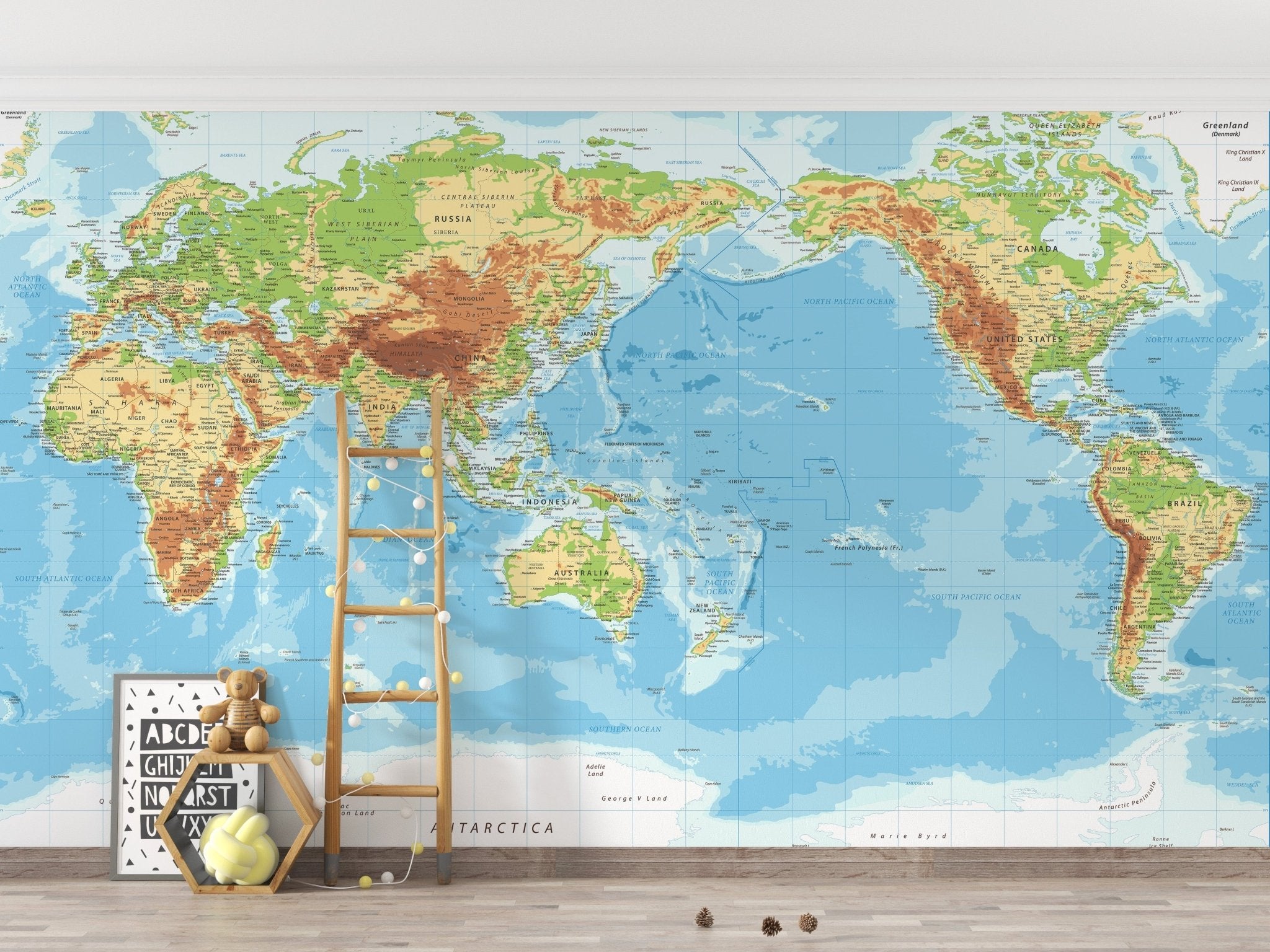 World Map Wallpaper - Pacific View Mural for Office | Giffywalls