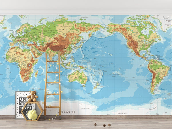 World Map Wallpaper - Pacific View Mural for Office | Giffywalls