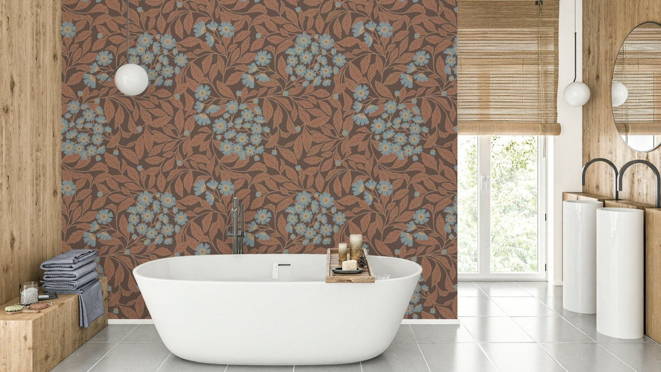 Copper Bloom Floral Wallpaper