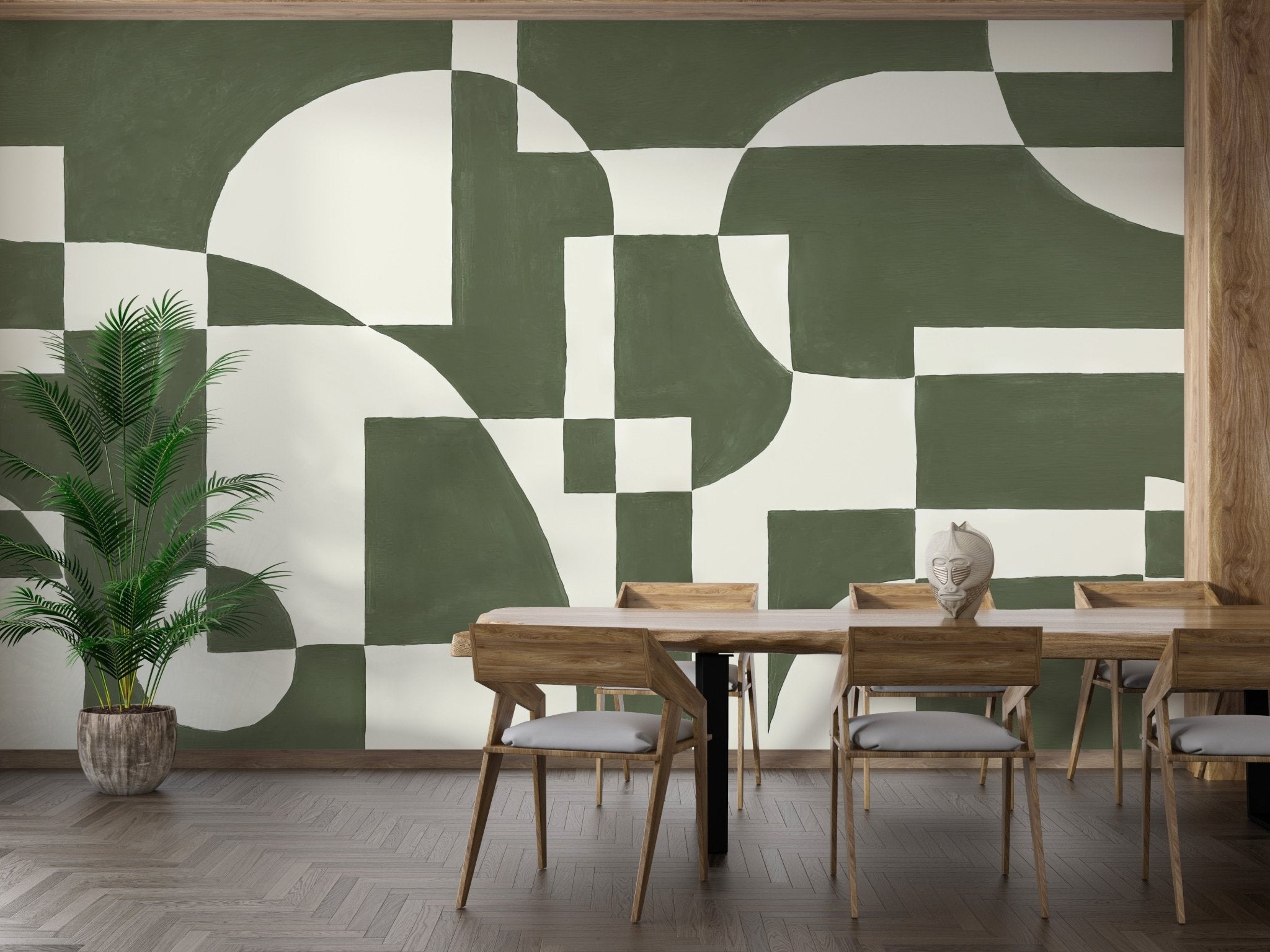 Order Emerald Geometric Elegance Mural for Modern Walls