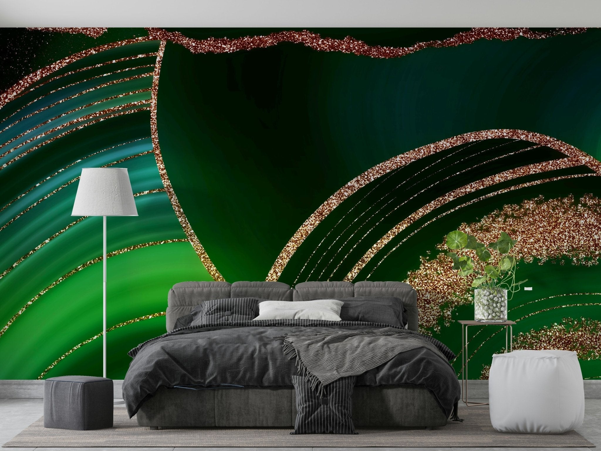 Emerald Geodes Gold Wallpaper