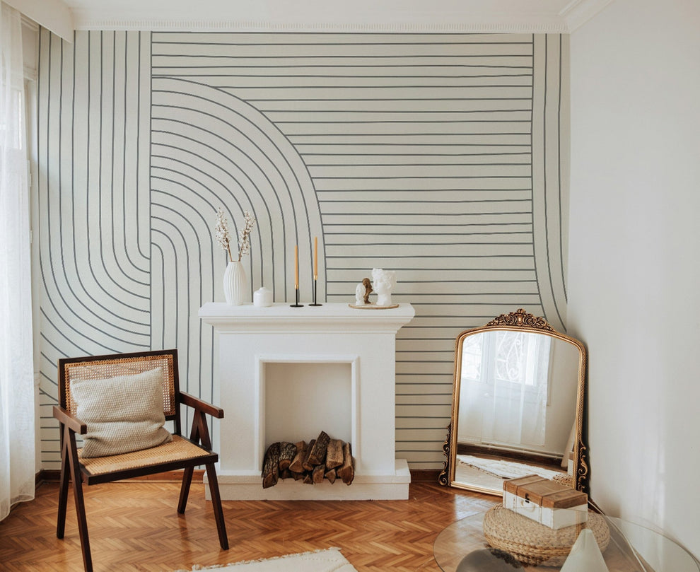 Buy Modern Curved Line Geometric Wallpaper – Stylish & Minimalist