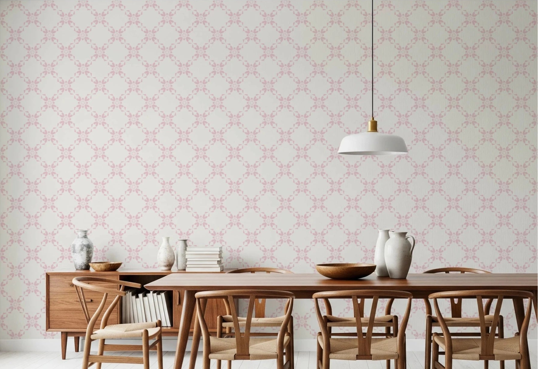 Pink Floral Lattice Wallpaper