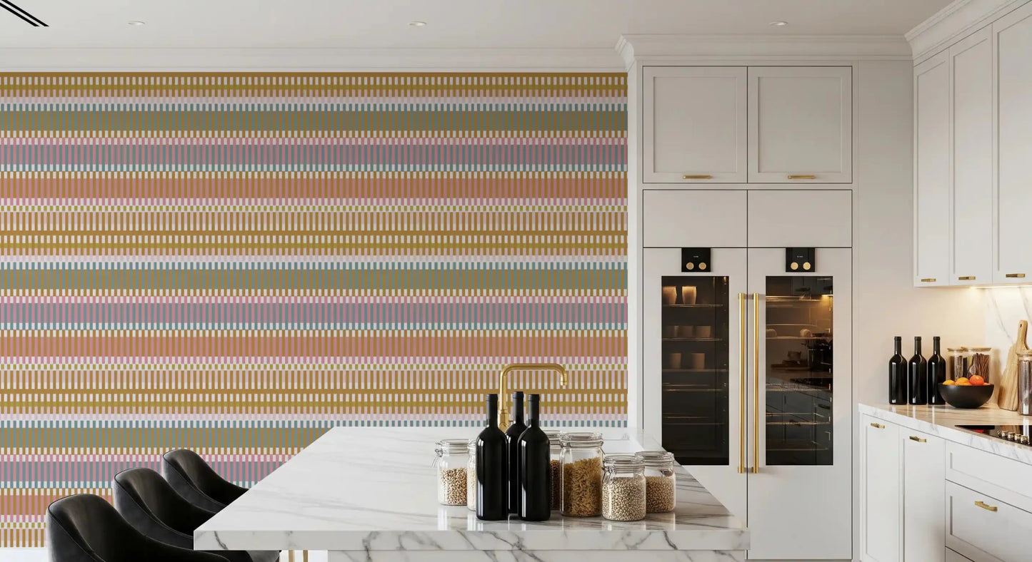 Geometric Retro Weave Blocks Wallpaper for Modern Spaces