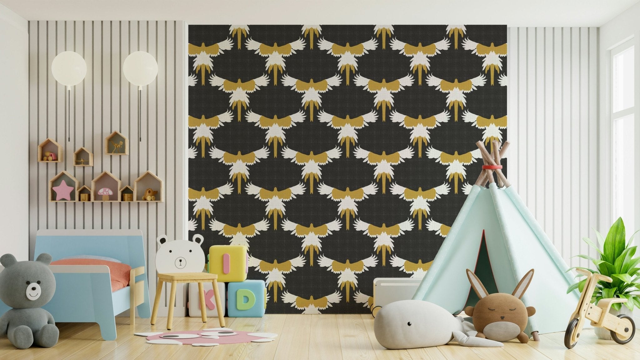 Rustic Macaw Flock Gray Wallpaper – Bold Bird Mural