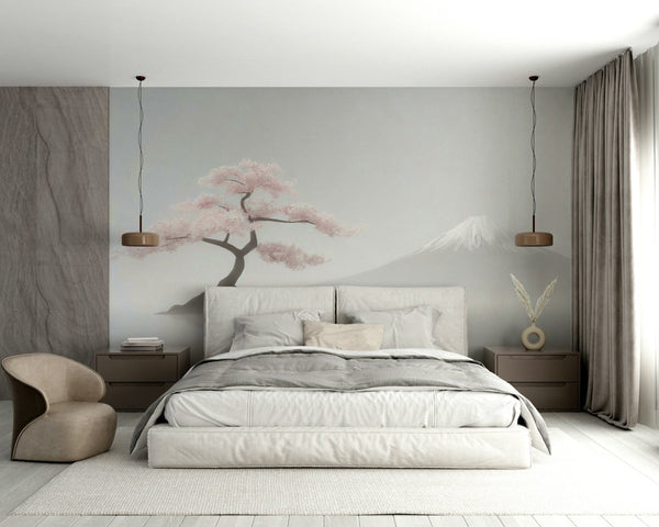 Serene Sakura and Fuji Wallpaper - Japanese Zen Aesthetic